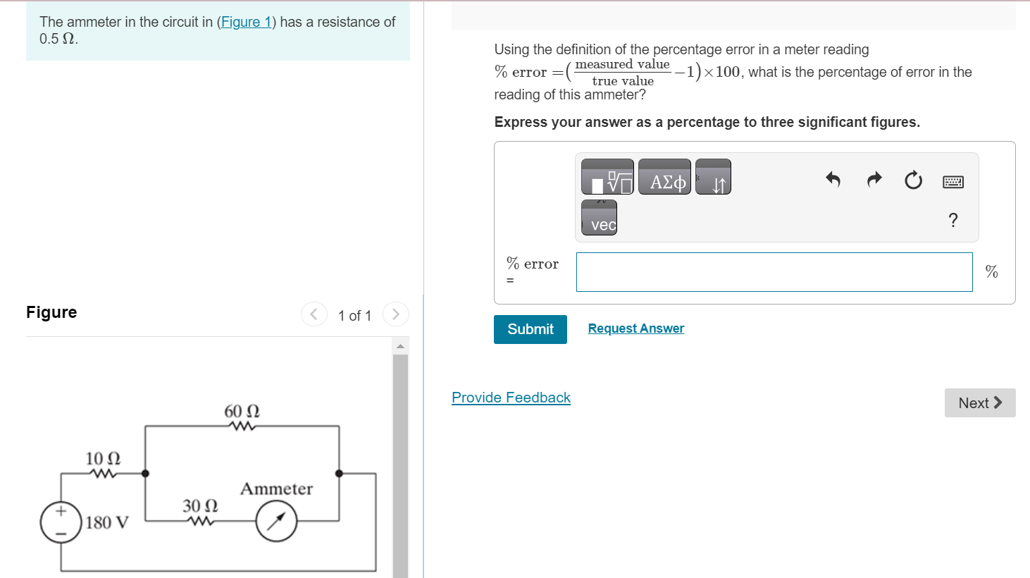 Solved The ammeter in the circuit in (Figure 1) ﻿has a | Chegg.com