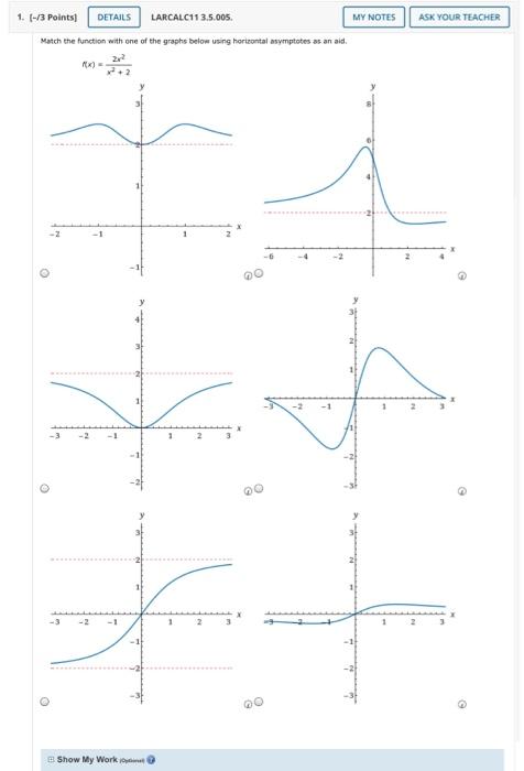 Solved Match the function with one of the graphs below using | Chegg.com