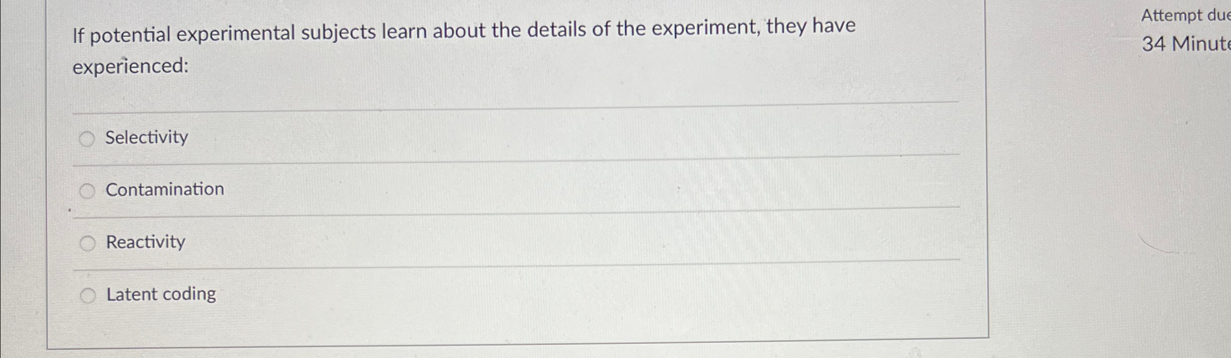 Solved If potential experimental subjects learn about the | Chegg.com