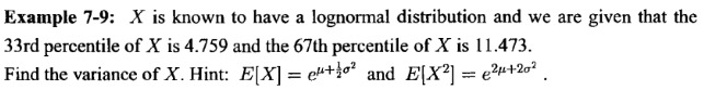 Solved Example 7-9: x ﻿is known to have a lognormal | Chegg.com