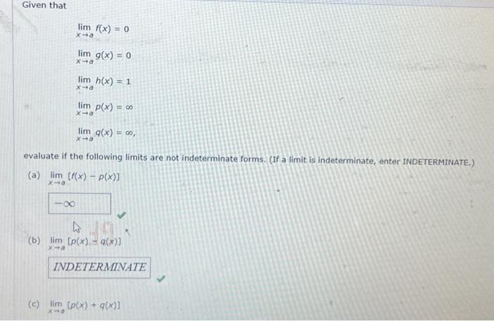 Solved note : the answer for e) is not 0 or indeterminate as | Chegg.com