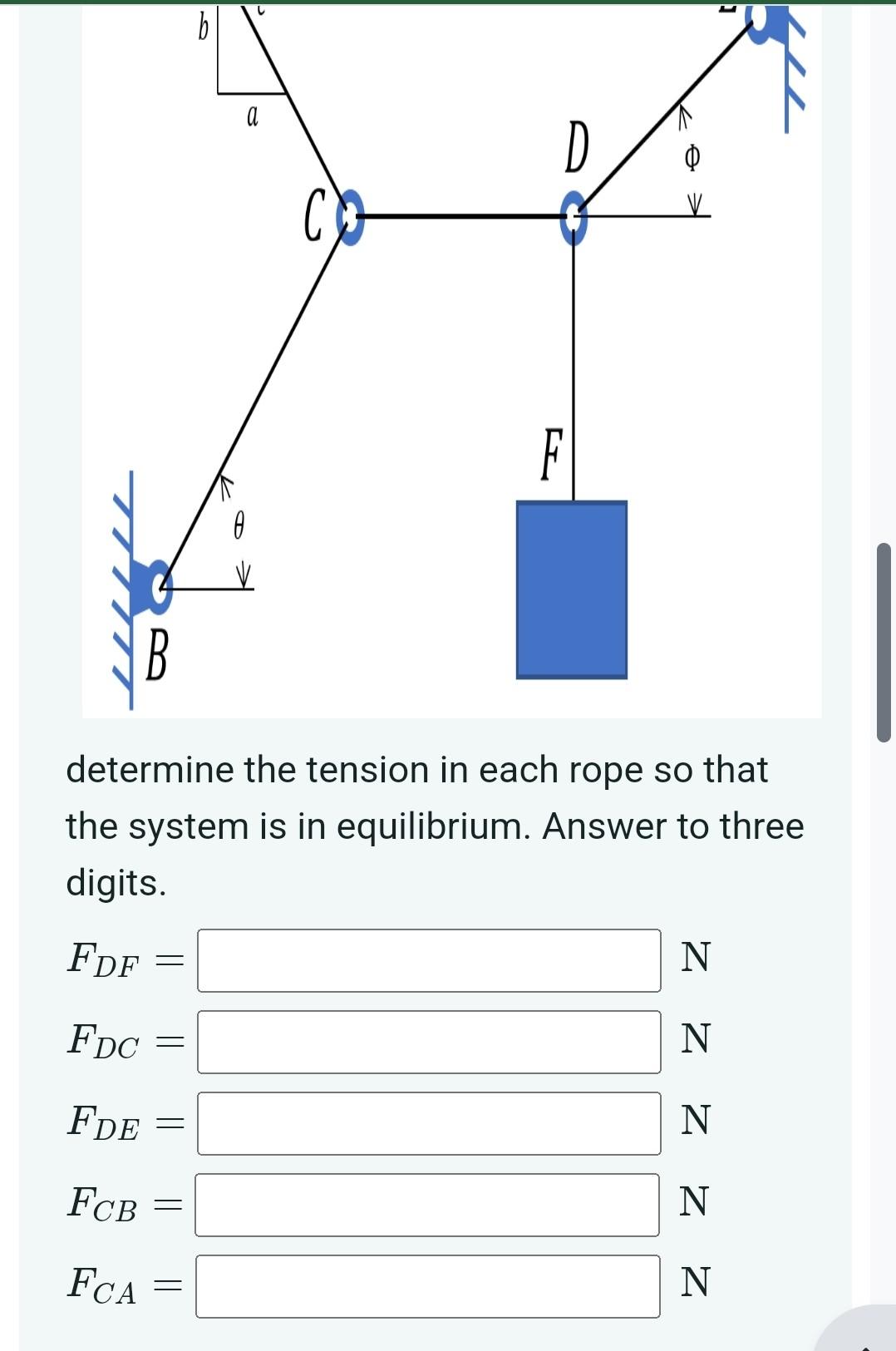 Solved Given a=5,b=12,c=13,θ=47∘, ϕ=29∘ and the mass of the | Chegg.com