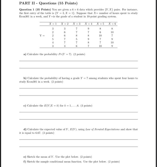 Solved Question 1 (35 Points) You are given a 6×6 data which | Chegg.com