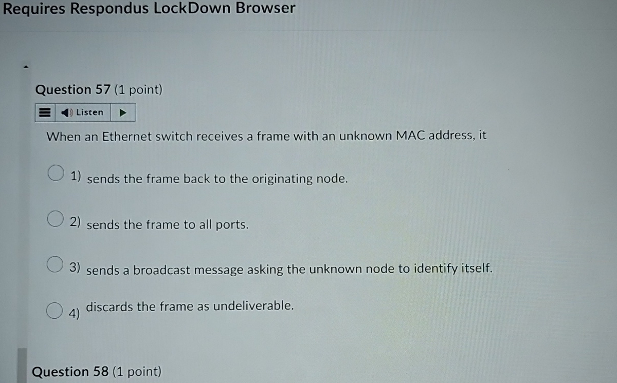 Solved Requires Respondus LockDown BrowserQuestion 57 (1 | Chegg.com