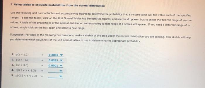 Solved 7. Using tables to calculate probabilities from the | Chegg.com