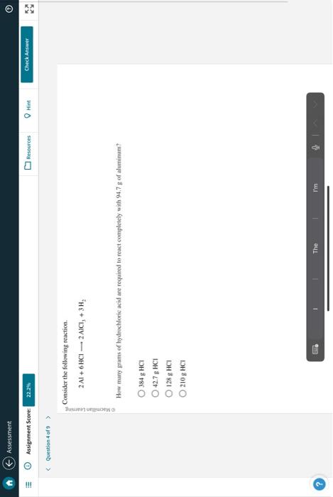 Solved 2Al+6HCl 2AlCl3+3H2 | Chegg.com
