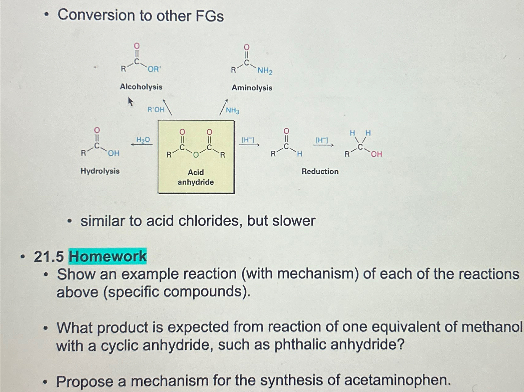 Conversion to other FGssimilar to acid chlorides, but | Chegg.com