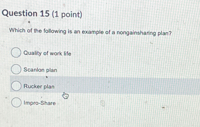 Solved Question 15 (1 ﻿point)Which of the following is an | Chegg.com