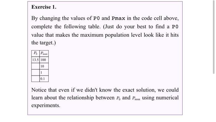Solved Exercise 1. By changing the values of PO and Pmax in | Chegg.com