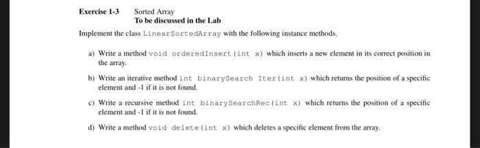 Solved Exercise 1 3 Sorted Array To Be Discussed In The Lab
