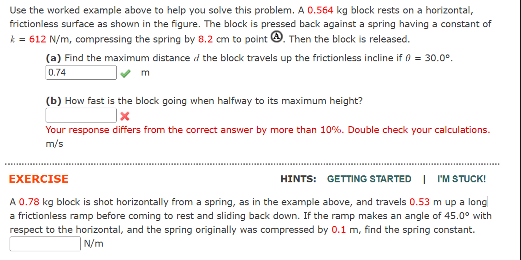 Solved EXERCISEHINTS:GETTING STARTEDI'M STUCK!A 0.78kg | Chegg.com