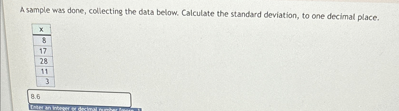 Solved A sample was done, collecting the data below. | Chegg.com