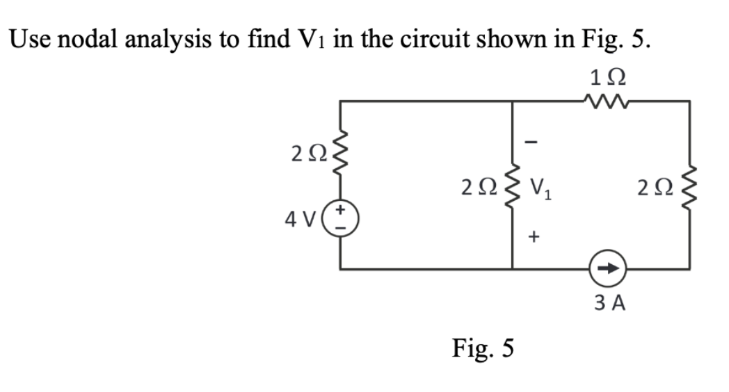 Use nodal analysis to find V1 ﻿in the circuit shown | Chegg.com