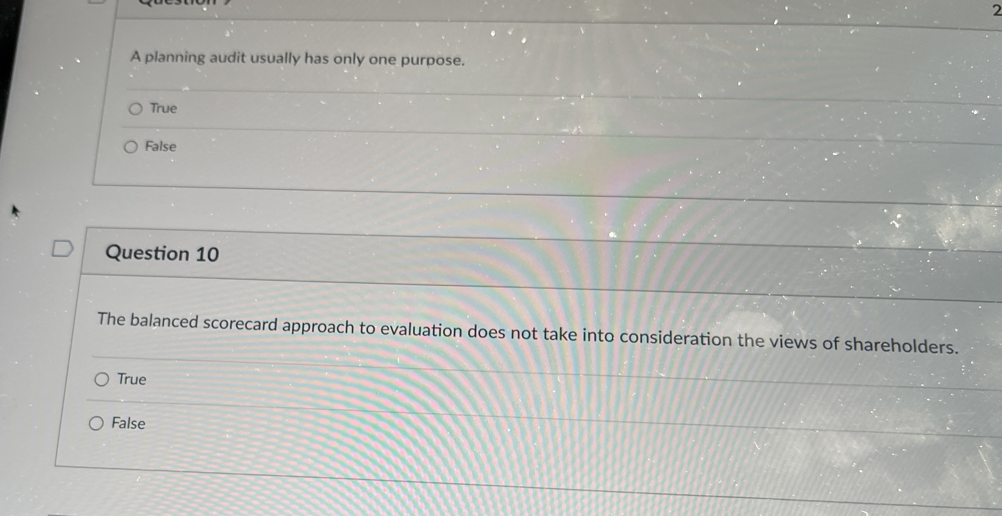 Solved A planning audit usually has only one | Chegg.com