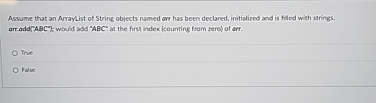 Solved Assume That An Arraylist Of String Objects Named Arr 8465