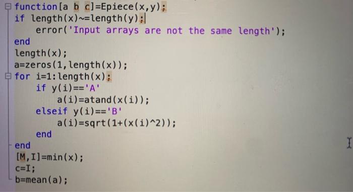 Solved I'm having trouble converting this short MATLAB | Chegg.com