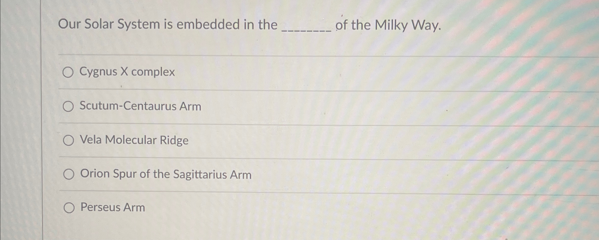 Solved Our Solar System is embedded in the ﻿of the Milky | Chegg.com