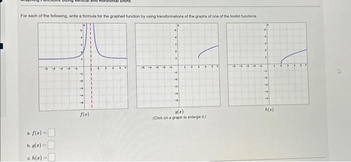 Solved For each of the following, write a formula for the | Chegg.com