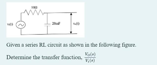 Solved Given a series RL circuit as shown in the following | Chegg.com