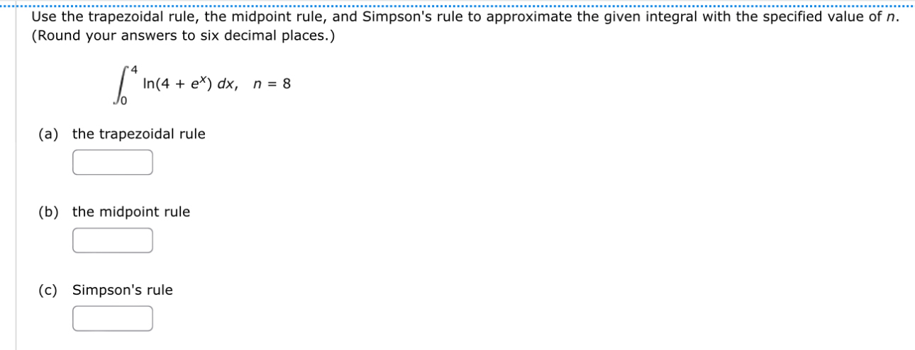 Solved Use the trapezoidal rule, the midpoint rule, and | Chegg.com