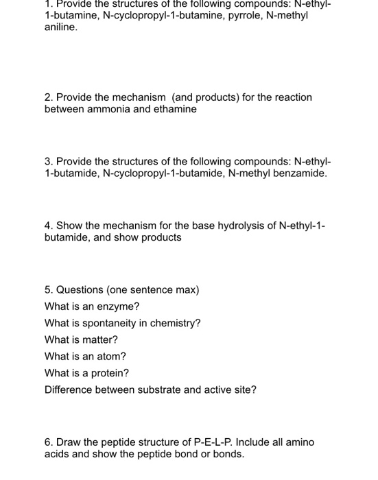 Solved 1. Provide the structures of the following compounds: | Chegg.com