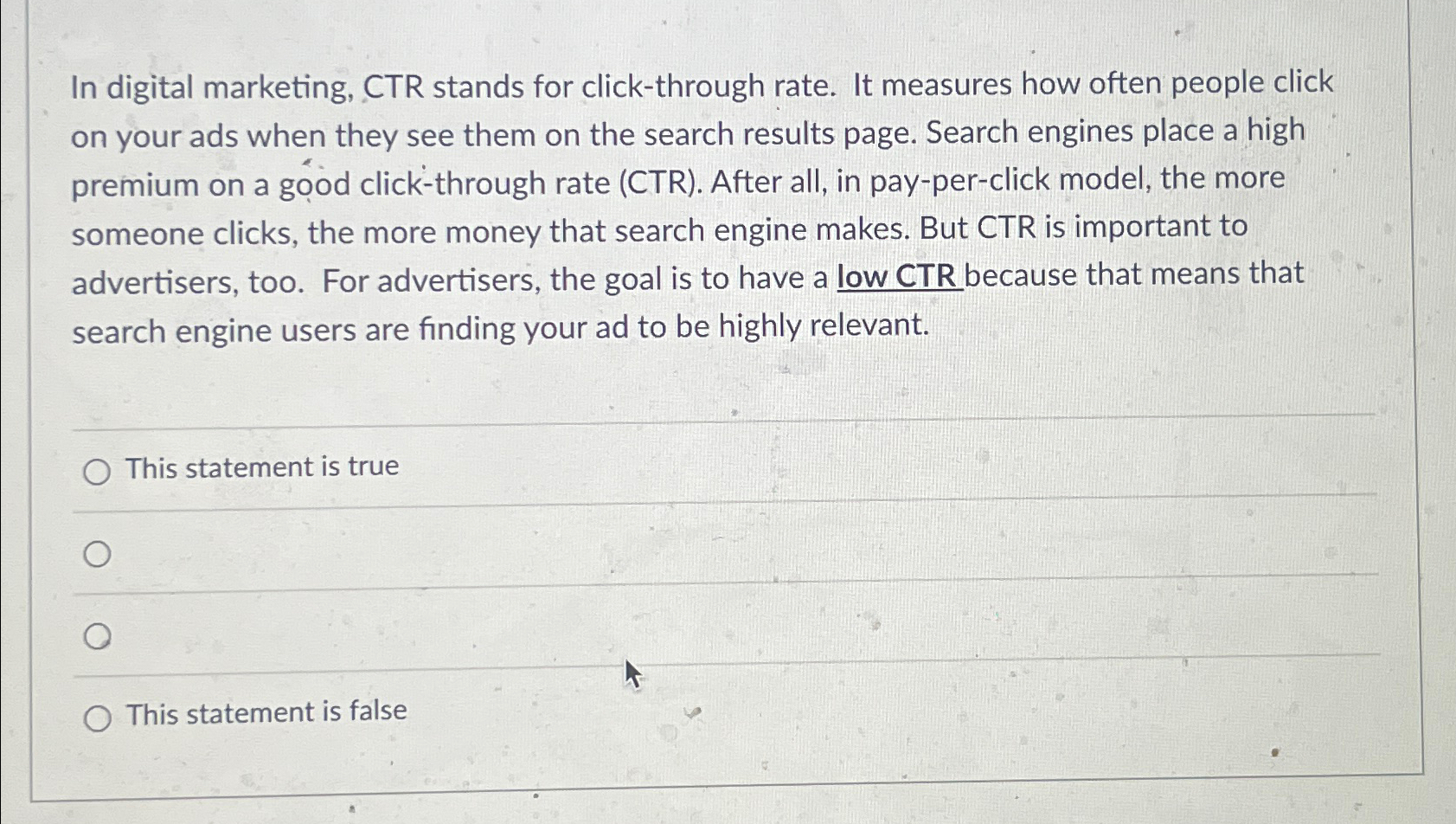Solved In digital marketing, CTR stands for click-through | Chegg.com