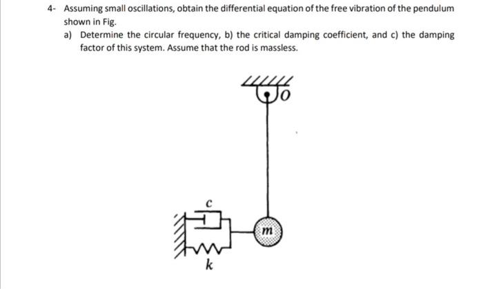 Solved 4- Assuming small oscillations, obtain the | Chegg.com