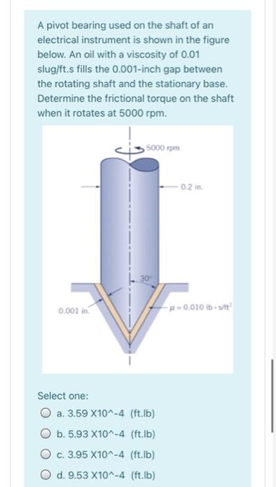 Solved A pivot bearing used on the shaft of an electrical | Chegg.com