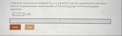 Solved Compute the volume percent of graphite VGr ﻿in a | Chegg.com