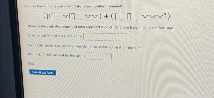 Solved Consider the foltowing sum of two Babylonian | Chegg.com