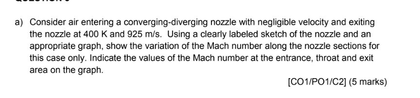 Solved a) Consider air entering a converging-diverging | Chegg.com