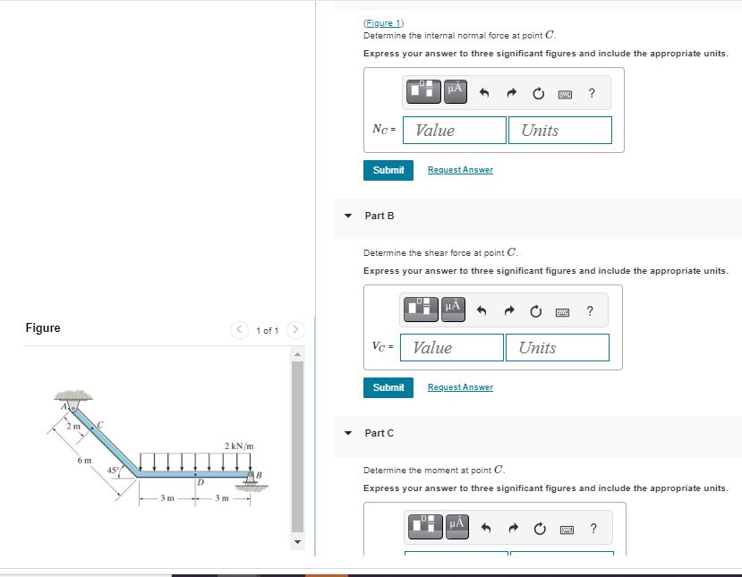 Solved NC=Part BDetermine the shear force at point C.Express | Chegg.com