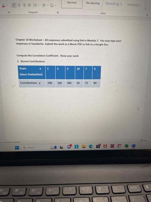 Solved Chapter 10 Worksheet - All responses submitted using | Chegg.com