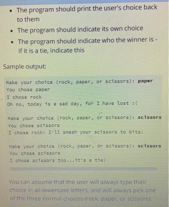 Solved Rock, Paper, Scissors Rock, paper, scissors is a | Chegg.com