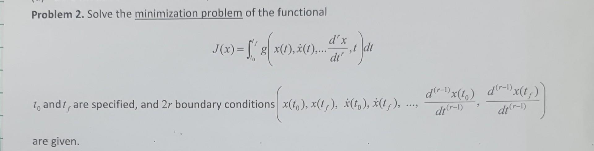Solved Problem 2. Solve the minimization problem of the | Chegg.com