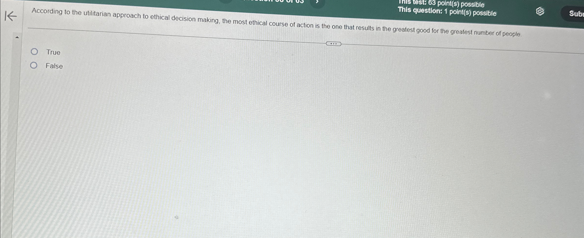 Solved Inis test: 63 ﻿point(s) ﻿possibleThis question: 1 | Chegg.com