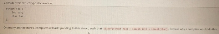 Solved Consider this struct type declaration struct food int | Chegg.com