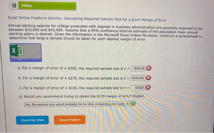 Solved Video Excel Online Freeform Activity: Calculating | Chegg.com