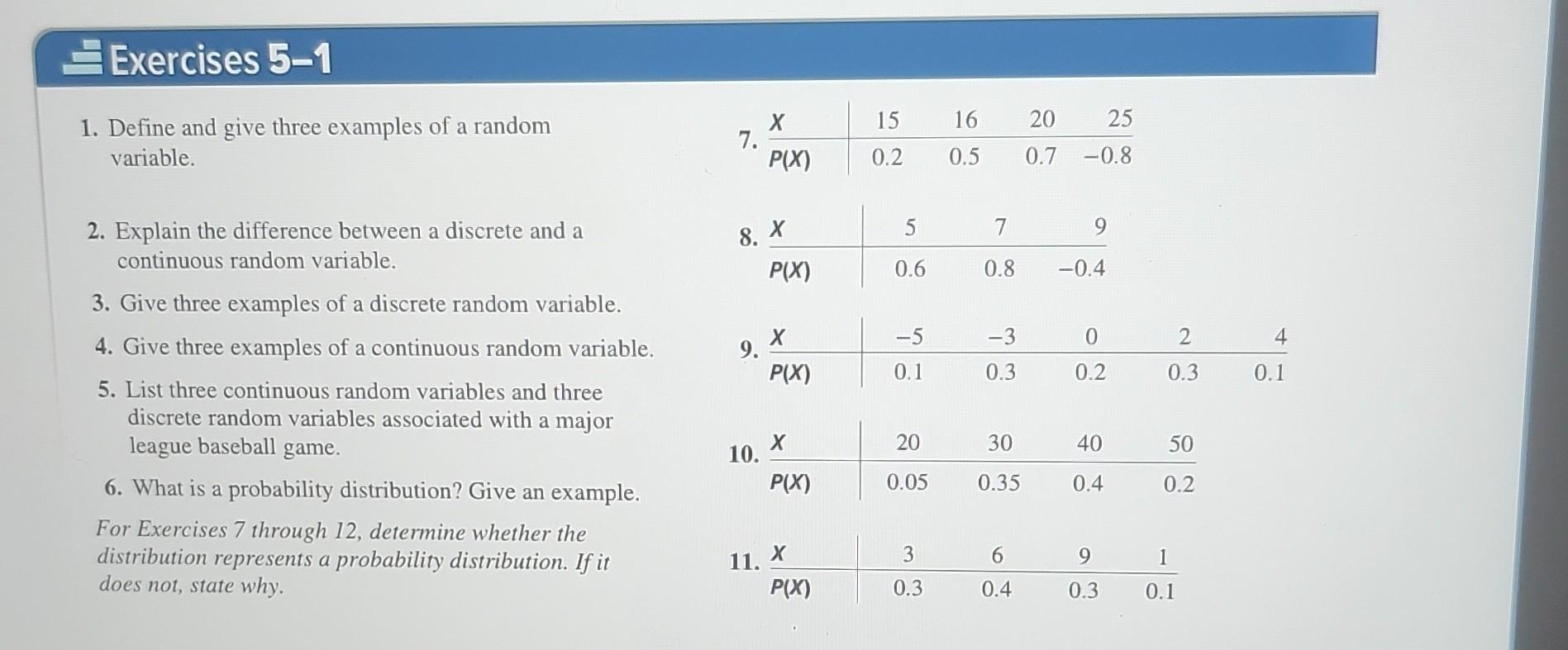 Solved 1. Define and give three examples of a random | Chegg.com