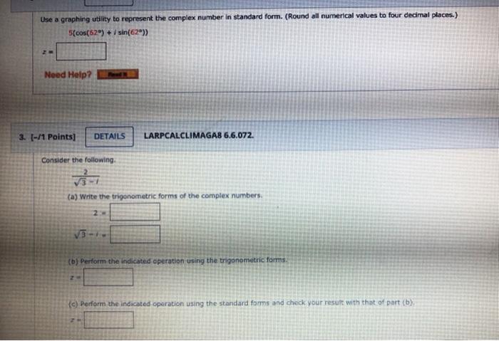 Solved Use a graphing utility to represent the complex | Chegg.com