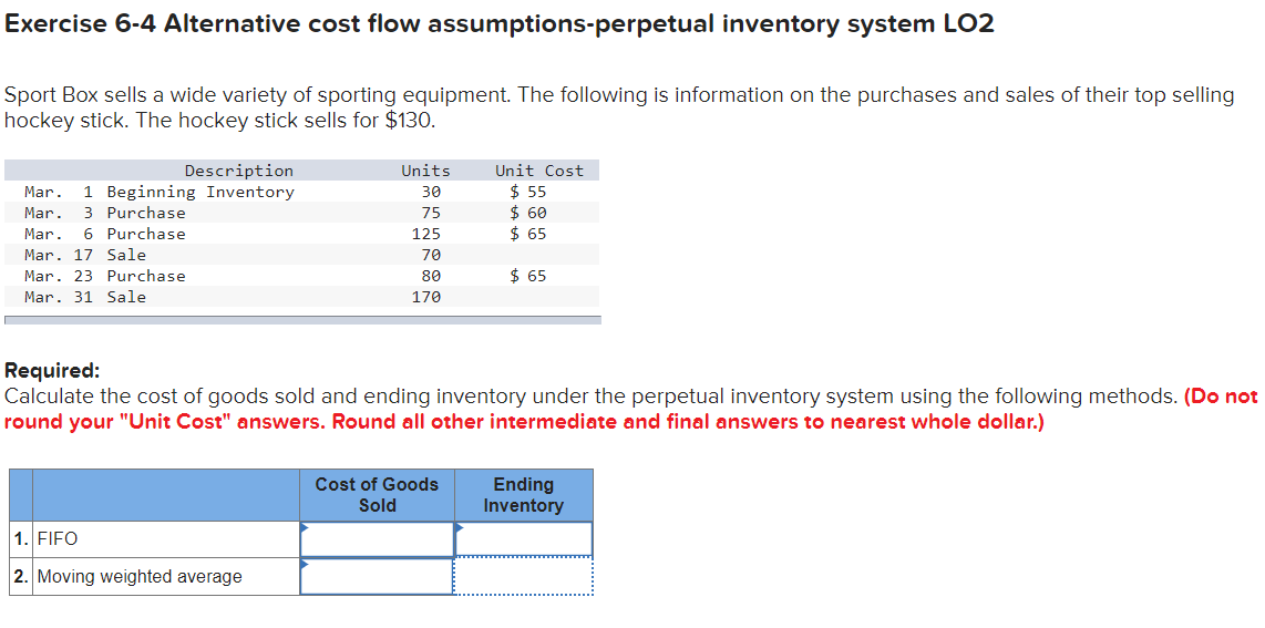 Solved Exercise 6-4 ﻿Alternative cost flow | Chegg.com