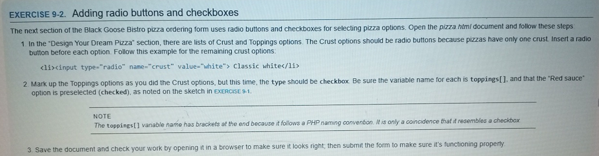 Solved EXERCISE 9-2. ﻿Adding radio buttons and checkboxesThe | Chegg.com