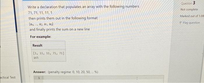 Solved Write A Declaration That Populates An Array With The