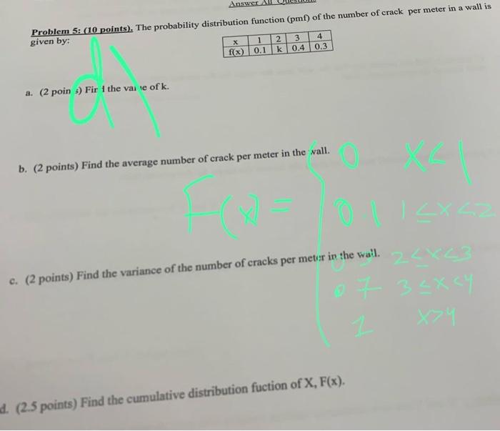 Solved Problem 5: (10 points). The probability distribution | Chegg.com