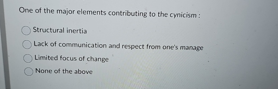 Solved One of the major elements contributing to the | Chegg.com