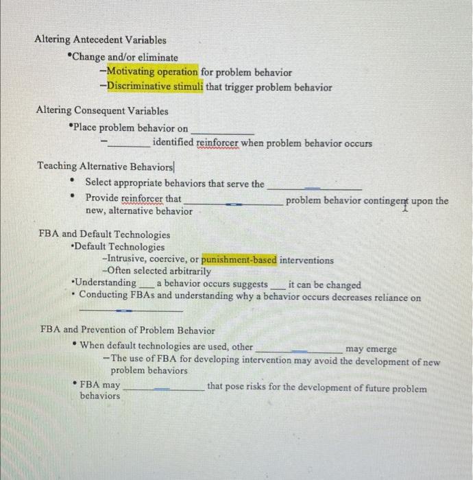 Solved Altering Antecedent Variables *Change and/or | Chegg.com