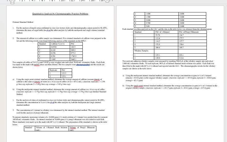 Solved Ouantitative Analysis by Cluromadography Practice | Chegg.com