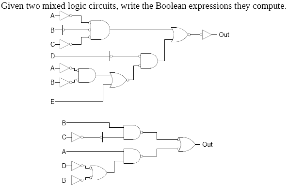 Solved Given two mixed logic circuits, write the Boolean | Chegg.com