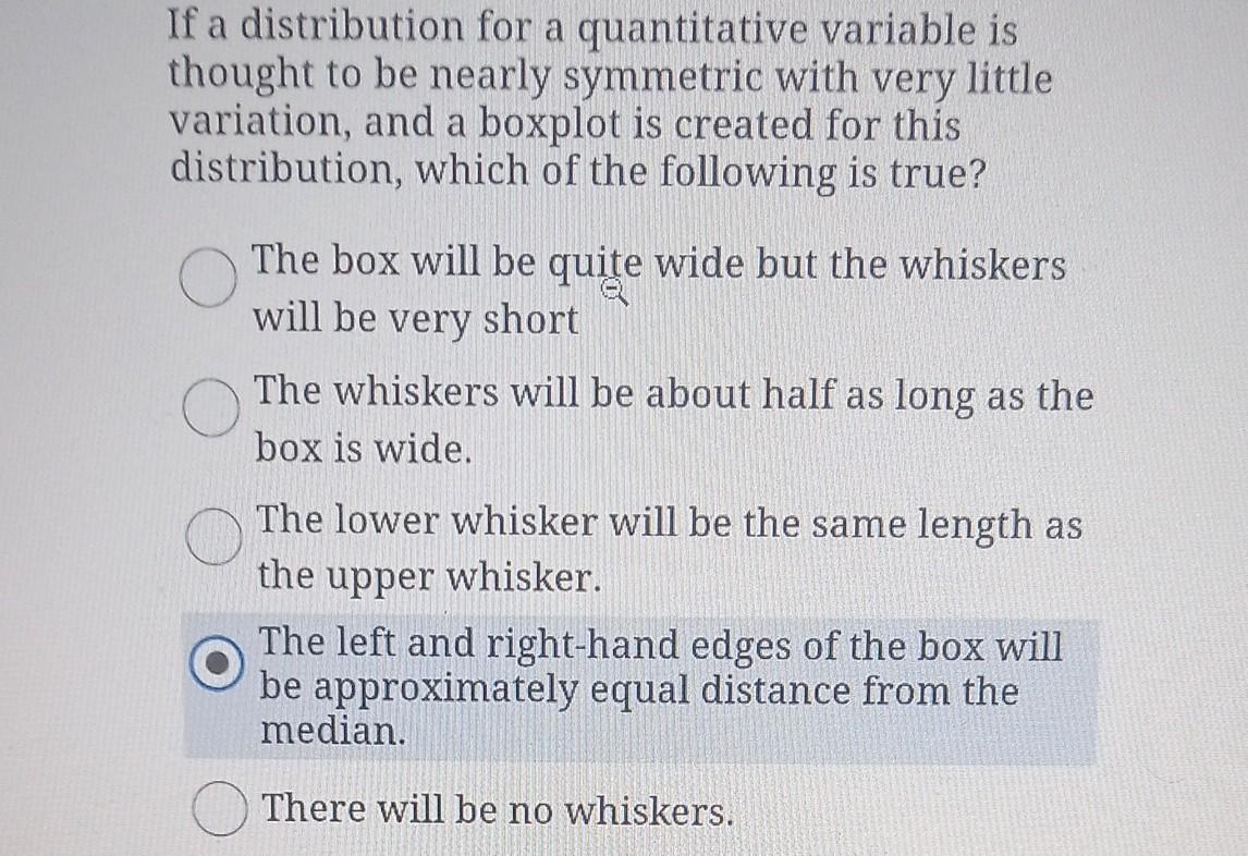 Solved If a distribution for a quantitative variable is | Chegg.com