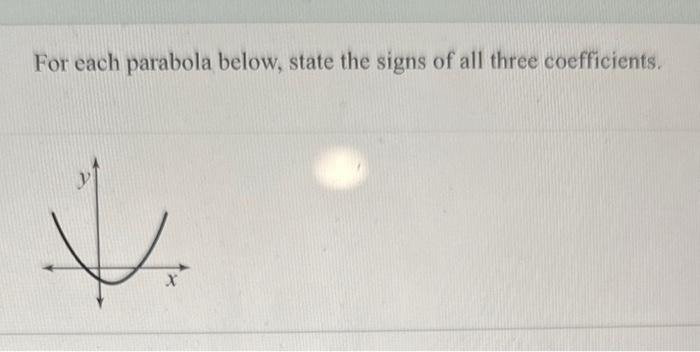 Solved For each parabola below, state the signs of all three | Chegg.com